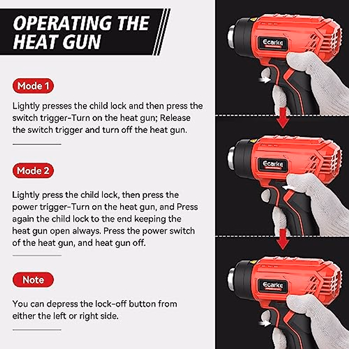 Ecarke Cordless Heat Air Gun for Milwaukee m18 18V Battery,350W 990℉ Rated Temperature Heat Gun Fast Heating for Milwaukee heat gun for Epoxy Resin/DIY Shrink PVC Tubing/Wrapping/Crafts(Tool only)