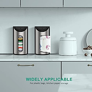 Plastic Bag Holder, Grocery Bag Holder, Wall Mount Grocery Bag Holder, Bag Organizer for Kitchen, Anti-Fingerprint Coating Stainless Steel Brushed