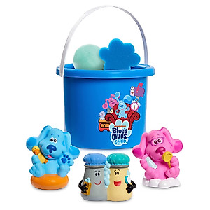 Blue's Clues & You! Bath Bucket 7-Piece Set, 3 Water Toys, 1 Figure, Bath Fizzy, Sponge and Bucket, Kids Toys for Ages 3 Up, Amazon Exclusive