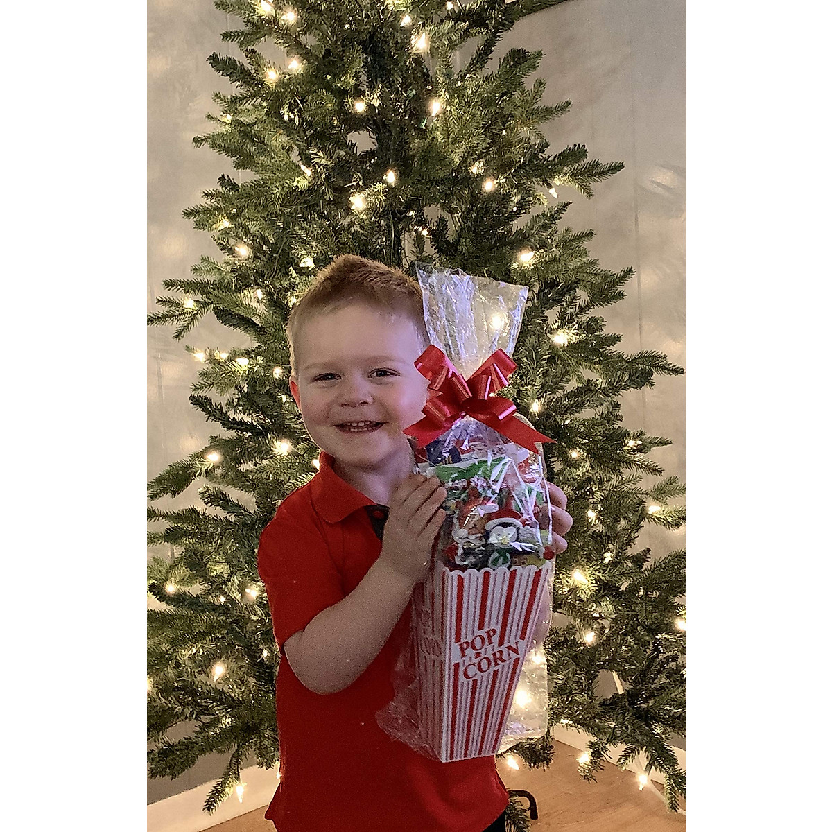 Christmas Movie Night Gift Baskets - Festive Reusable Popcorn & Treats - Perfect Holiday Surprise For Family, Friends, Teens, Men, Kids, Date Night, Secret Santa (Santa's Reindeer)