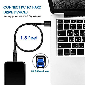 Jelly Tang USB 3.0 Cable A Male to B Male 3Ft,Superspeed USB 3.0 A-B/A Male to B Male Cable - for Scanner, Printers, Desktop External Hard Drivers and More(3Ft/1M)