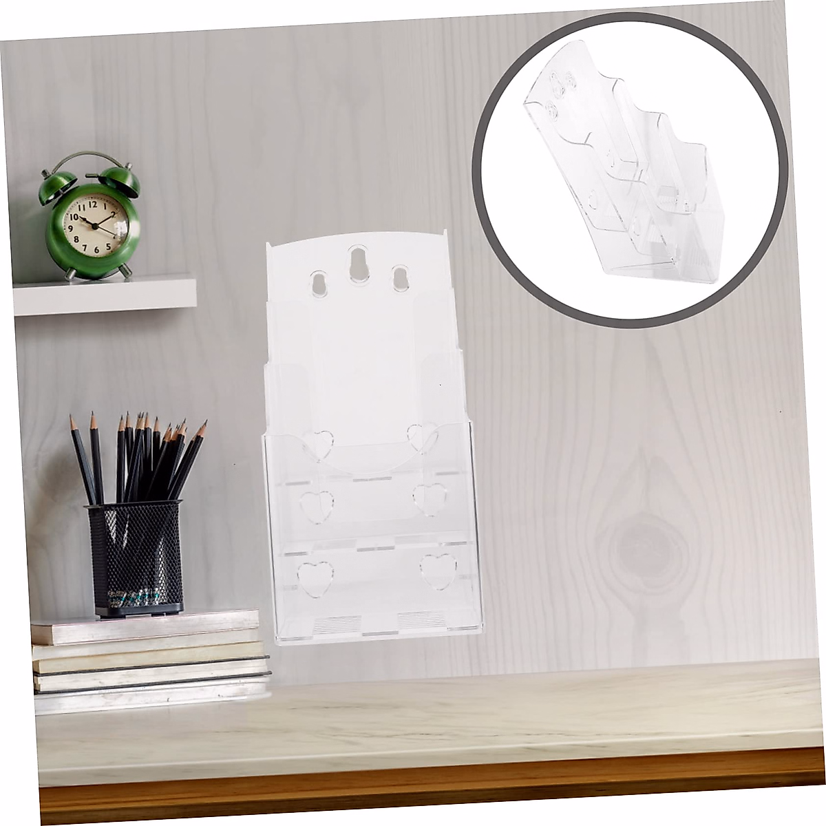 Folding Rack Desktop Brochure Holder Wall Pamphlet Holder File Storage Rack File Holder Rack Acrylic Brochure Holder Clear File Rack Wall Mount Flyer Holder Clear Pamphlet Rack