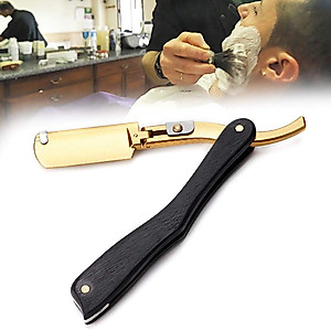Lightweight Wooden Handle Straight Barber Razor, Classic Multi-Functional Barber Shaver, for Hair Salon Baber Shop(black)