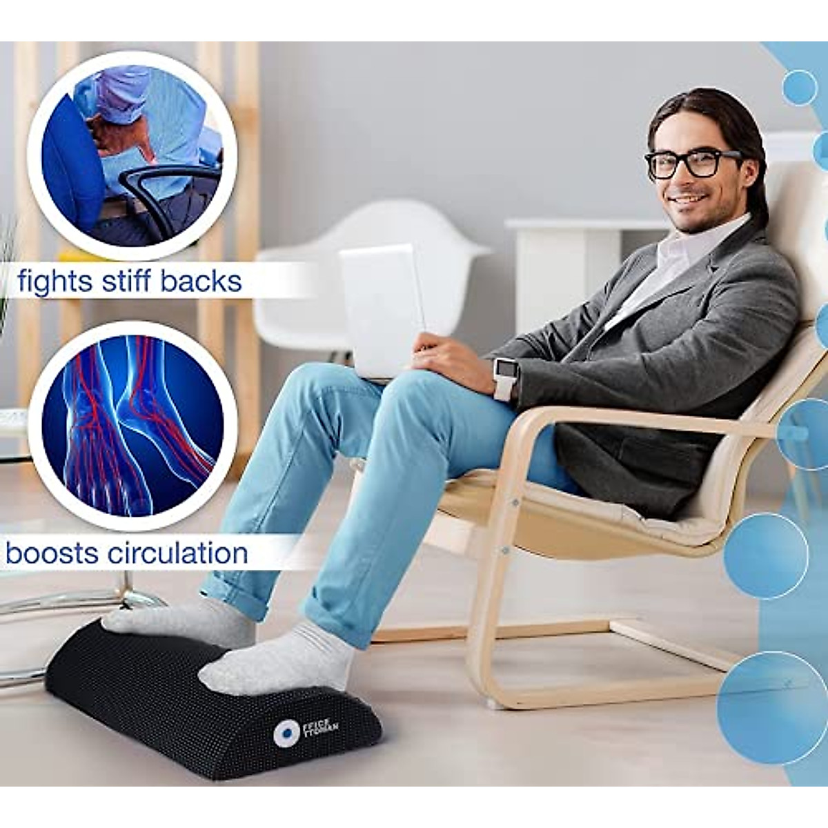 Office Ottoman Foot Rest for Under Desk at Work, Premium Ergonomic Footrest and Foot Stool for Desk, Excellent Leg Clearance & Firm Support