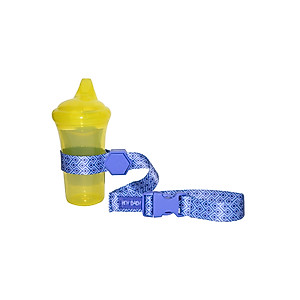 Sippy Cup Straps & Baby Toy Leash for Strollers High Chair 4pc Teethers Pacifier (Black/Blue)