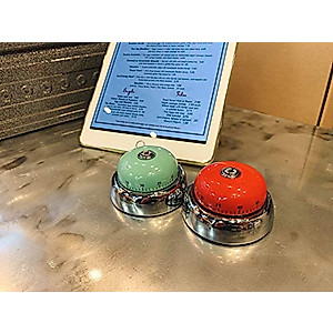 55 Minutes Magnetic Kitchen Bell Timers (Mint Green) - Manual Mechanical & No Battery Required, Retro Fire Bell, Bike Bell Cute Design, Timer for Cooking, Baking, Barbecue Learning, or Exercise Alarm