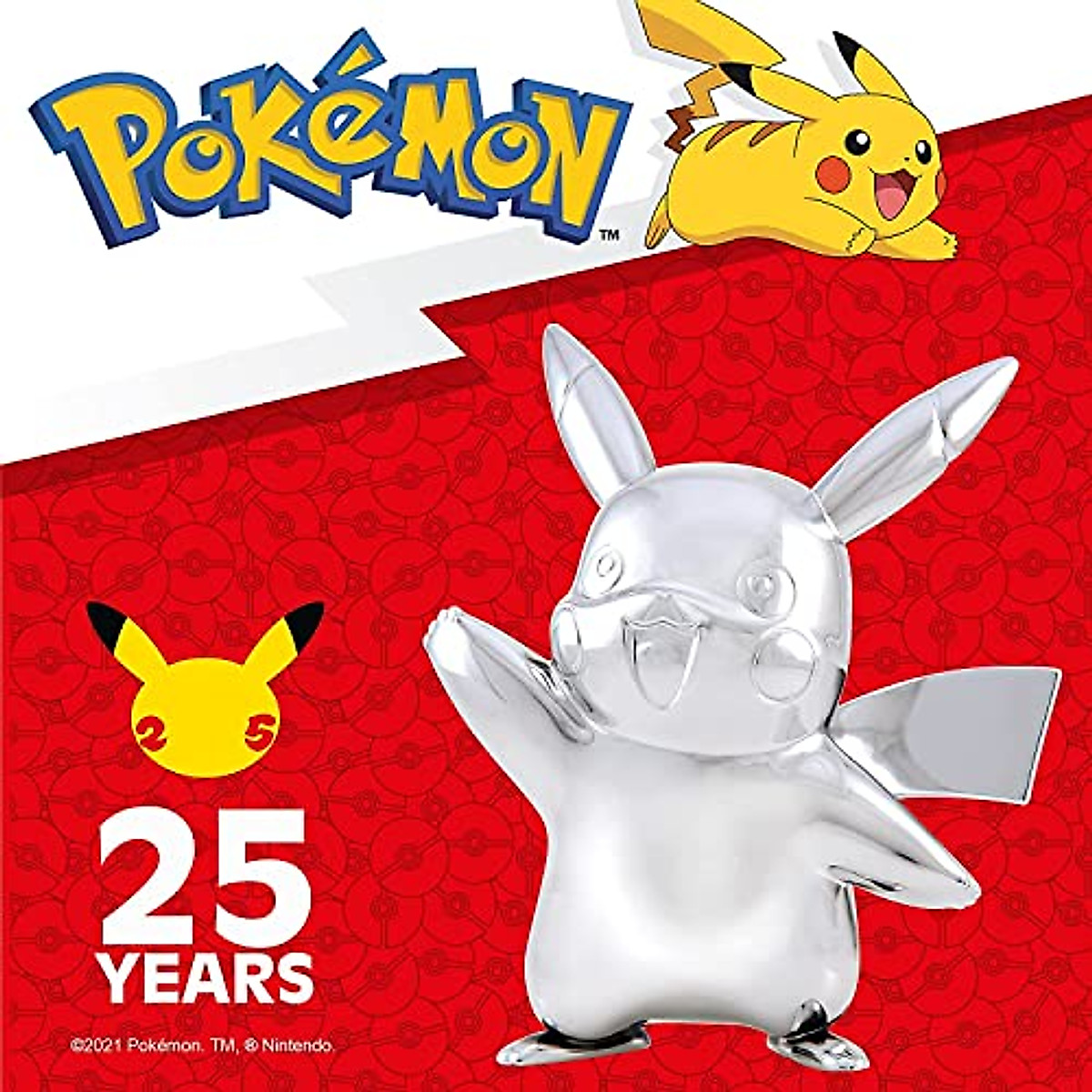 Pokémon 25th Celebration 3-inch Silver Pikachu #2 - Pokémon Figure - Pokémon Fan Must Have Toy - Officially Licensed 25th Anniversary Pokémon Product from Jazwares