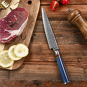 Utility Paring Knife 6 Inch Chef Knife Damascus Chefs Knife Utility Kitchen Knife Fruit Knife Japanese VG10 Kitchen Paring Knives High Carbon 67-Layer Gyuto Chef Knife Chopping Carving Knives