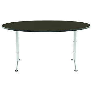 Iceberg ARC 6-Foot Adjustable Height Oval Conference Table, 36" W x 72" L, Gray Walnut/Silver Leg