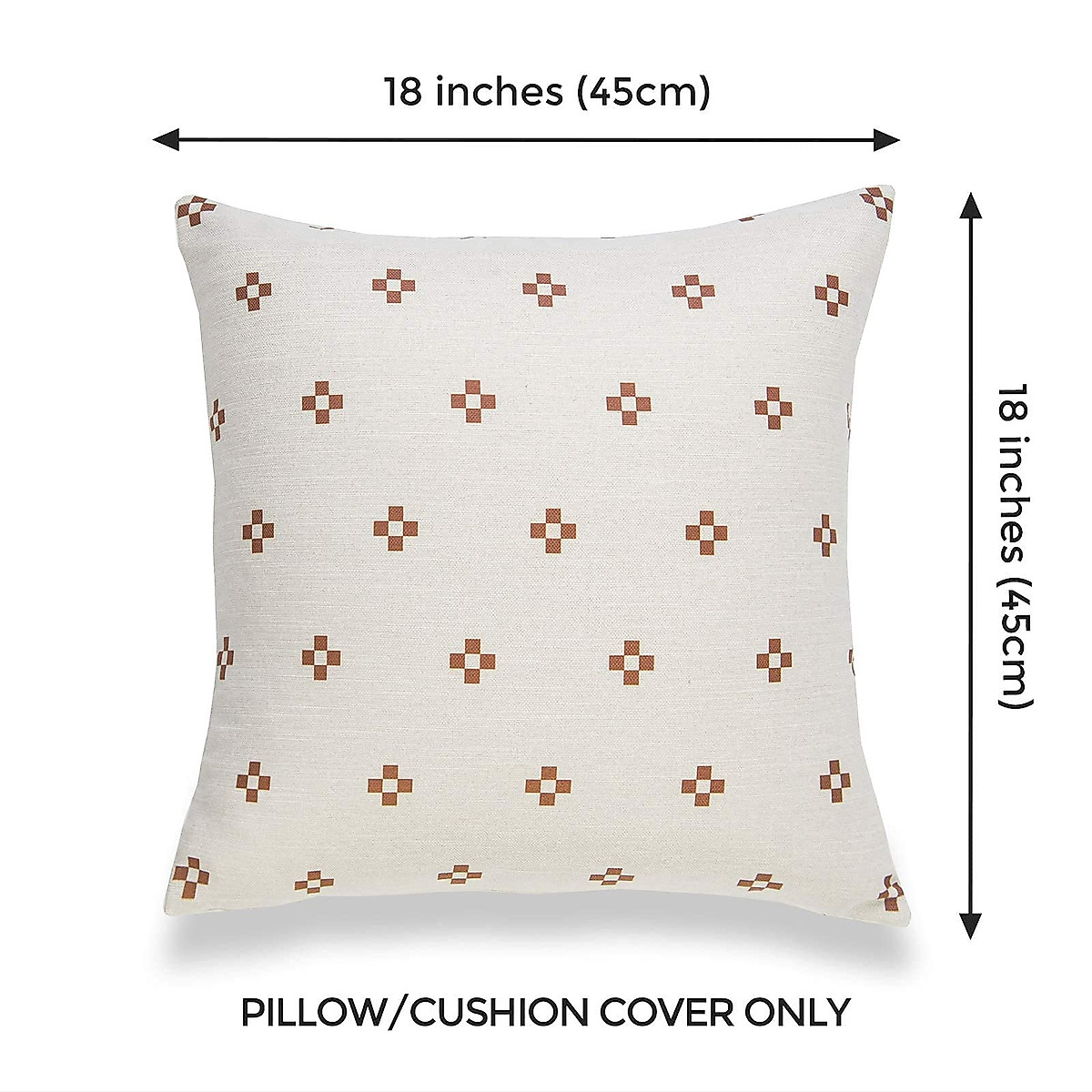 Hofdeco Modern Boho Throw Pillow Cover, Decorative Pillow Cover for Couch, Sofa, Bed, Rust Ethnical Dots, 18"x18".