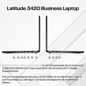 DELL Latitude 3000 Series 3420 Business Laptop, 14" FHD Display, Intel Core i7-1165G7, NVIDIA GeForce MX450, 16GB RAM, 1TB SSD, Webcam, FP Reader, Backlit KB, HDMI, RJ-45, Wi-Fi, Windows 11 Pro