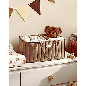 Blissful Diary Baby Diaper Caddy Organizer, Stylish Storage Basket for Newborn Essentials and Diaper Station, Gift for Baby Shower and Registry Must-Have, Mocha Brown