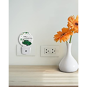 St.Patrick Day Shamrock Truck Night Lights Plug into Wall, Cute Gnomes Green Auto Round LED Lights with Dusk to Dawn Sensor for Bedroom, Bathroom, Hallway, Kitchen, Kids, Home Decor