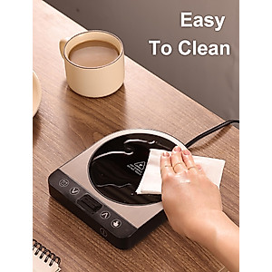 Rigstne Coffee Mug Warmer - 50W Mug Warmer for Desk, Coffee Cup Warmer Fast Heating, Candle Warmer Plate for Travel, Office and Home, 15 Temp Settings, Black