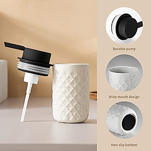 Bathroom Foaming Soap Dispenser 12oz Ceramic Hand Dish Soap Dispenser, Decorative Rhombus Kitchen Pump Bottle with Foam Bottle Pump(Cream Color)