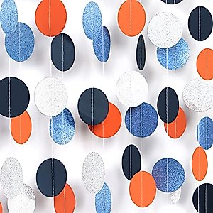 Blue-Silver Orange Space Party-Decorations Streamers-Garland - 52Ft Graduation 2023 Glitter Hanging Paper Banner,Birthday Boy Baby Shower Decor Banners Lasting Surprise