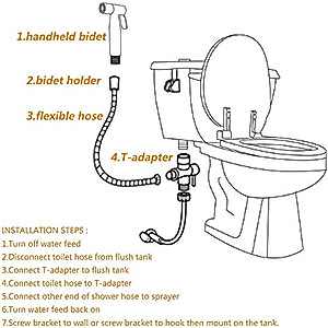 FANCUF Handheld Toilet Bidet Sprayer Set Kit Stainless Steel Hand Faucet for Bathroom Shower Self Cleaning, lingsad-0236