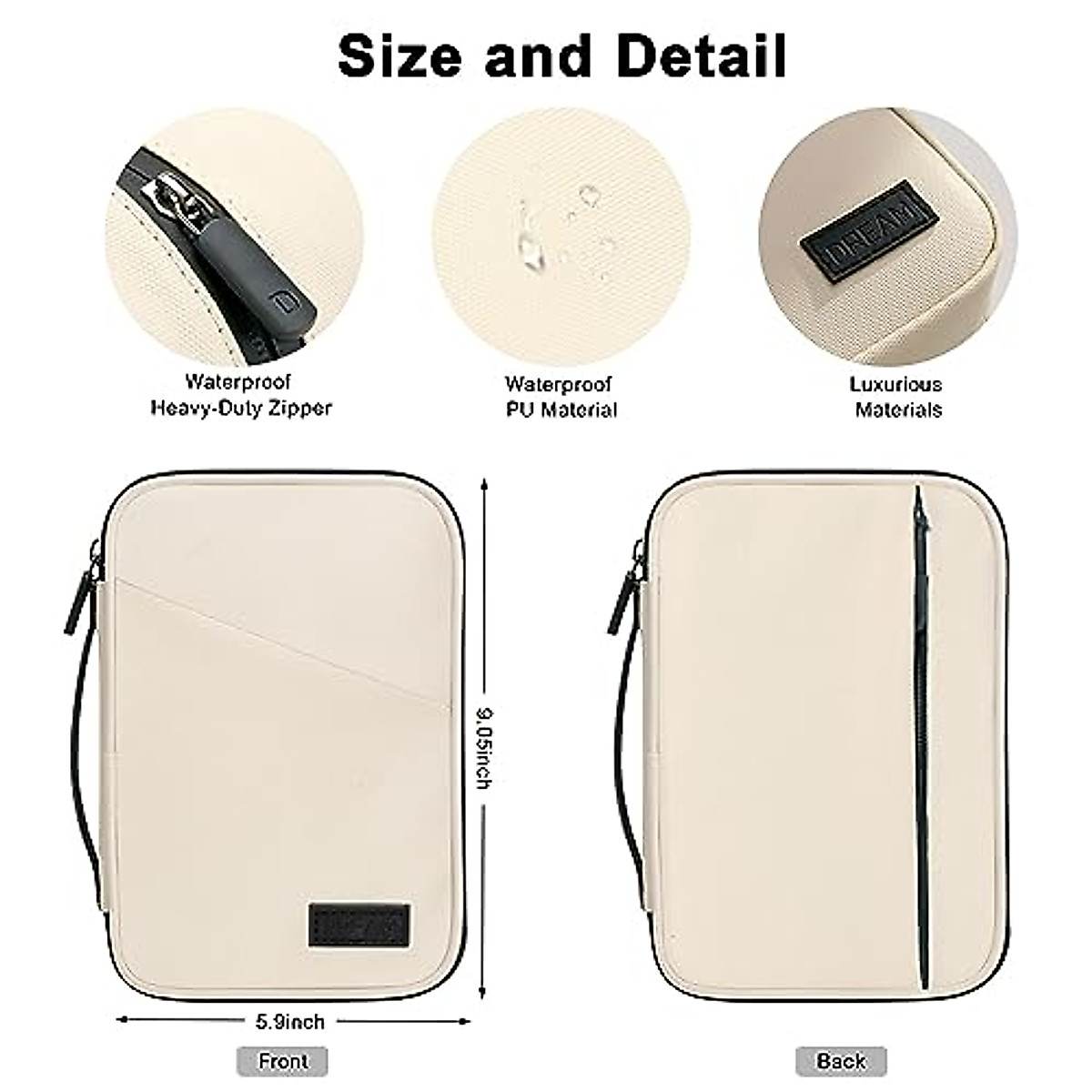 Ougrand Family Passport Holder Portable Waterproof Leather Travel Document Holder