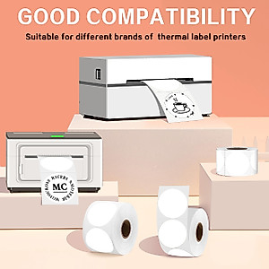 PARLAIM 2 Inch Circle Thermal Sticker Labels,700PCS Round Direct Thermal Printer Labels for Business Bottle DIY Design, QR Code, Name Tag, Inventory (White)