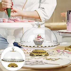 Ipetboom Ceramic Cake Stand with Dome Cover Glass Domed Cake Pedestals Round Clear Cake Plate Server Dessert Serving Platter Decorative Fruit Dish for Candy Display White