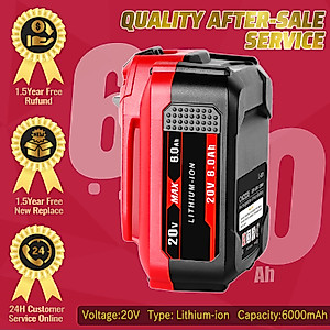 【Upgrade】 2Pack 6.0Ah 20V Replacement Battery for V20 Craftsman 20V Battery MAX CMCB204 CMCB202 CMCB201 CMCD700C1 CMCS500B (All of V20 Cordless Tool Series) High Capacity