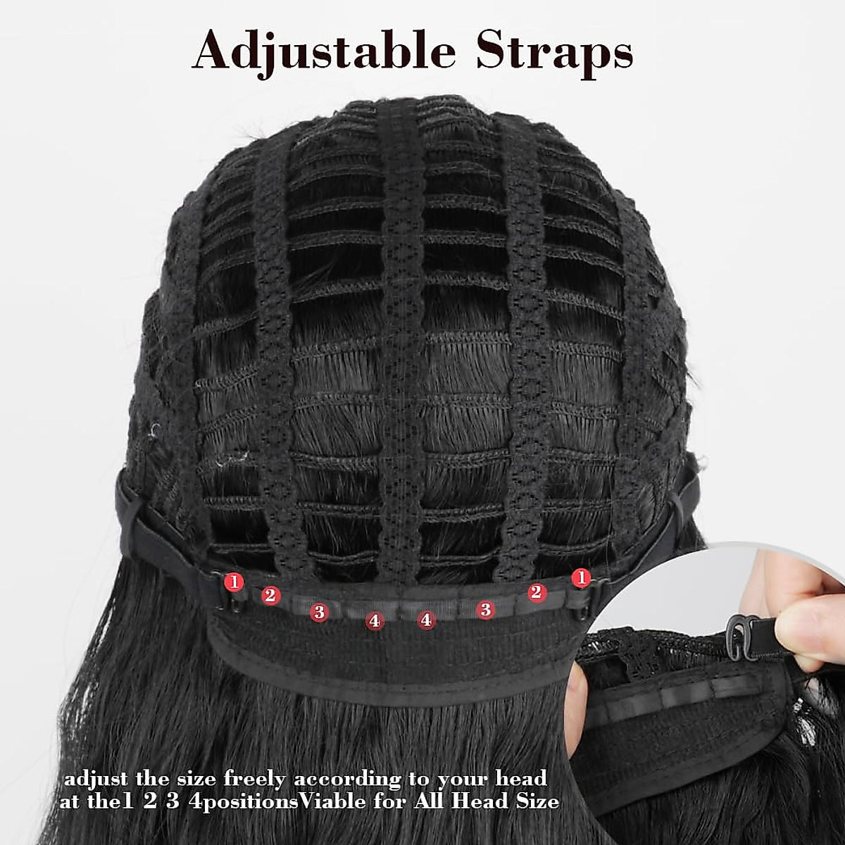 Black Wave Wigs with Bangs Body Wave Wigs for Women Glueless Curly Wigs Synthetic Long Wave Wigs Hair Replacement Wigs For Girls Daily Use Heat Resistant Natural Black 24 Inch