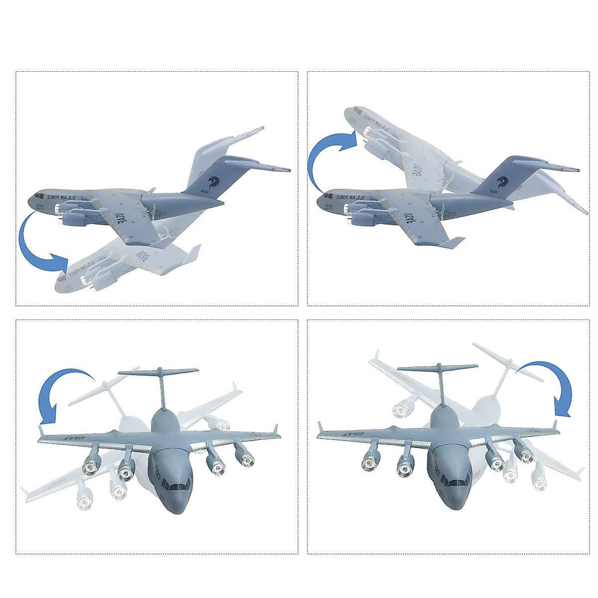 Eayaele RC Plane C-17 Remote Control Airplane Transport Ready to Fly 2 CH Toy for Kids Boys (Grey)