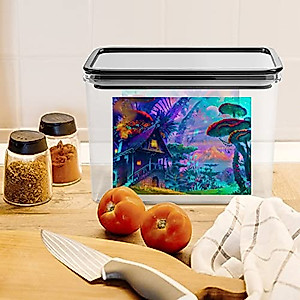 Trippy Light Mushroom Storage Box Plastic Food Organizer Container Canisters with Lid for Kitchen