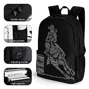 Horserace Barrel Racing Art Backpack Durable Polyester Multipurpose Anti-Theft Shoulder Bag Big Capacity Gym Outdoor Hiking Backpack With Padded Straps