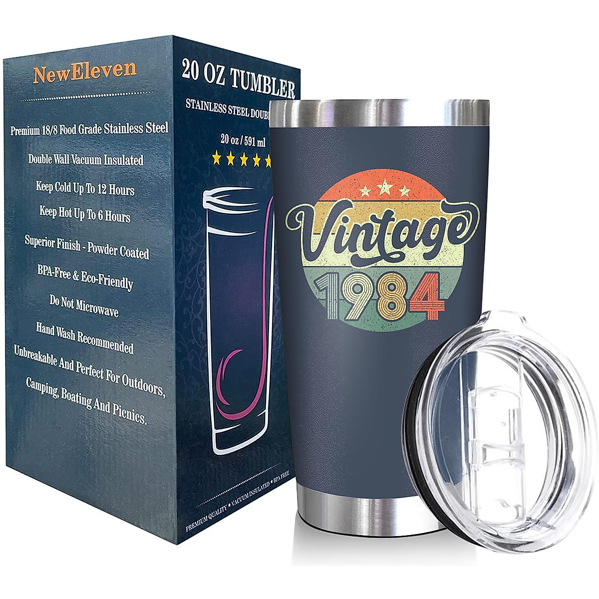 NewEleven 40th Birthday Gifts For Men Women - 1984 40th Birthday Decorations For Men Women - Gifts For Men Women Turning 40-40 Year Old Gifts For Men, Women, Mom, Dad, Wife, Husband - 20 Oz Tumbler