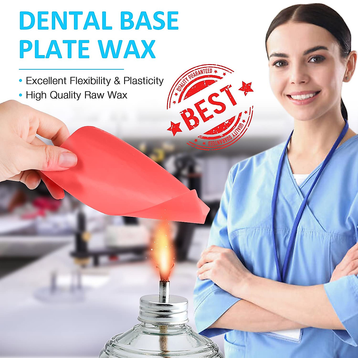 ANNWAH 20PCS Dental Base Plate Wax - Molding Casting Wax Sheet Denture Material Red Utility Wax Sheets Lab Dentist Auxiliary Material