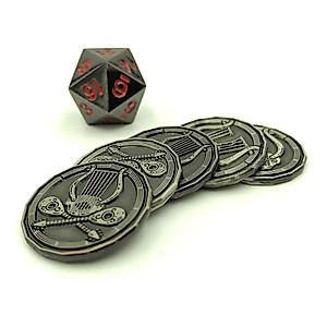 Bard Character Coin Miniature Pack (Silver 5 Pack) || Coins and Miniatures All-in-one || Fantasy Roleplaying Game || RPG Miniature|| Dungeon Miniatures || Tabletop Gaming