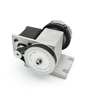 CNC Milling Machine Rotational Axis CNC Router Rotary Table Rotary a axis 4th Axis 65mm 3 Jaw Chuck Dividing Head w/ Nema17 stepper motor w/ 54mm Tailstock Reducing ratio 4:1 for CNC Engraving Machine