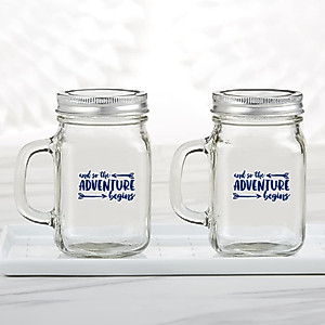 Kate Aspen "And So The Adventure Begins 12 oz. Mason Jar Mug with Lid - (Set of 6) (30048NA-TRV)