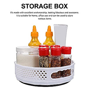 Hemoton Kitchen Rotating Storage Tray Turntable Spice Rack Holder Lazy Susan Turntable Organizer for Kitchen Cabinet Pantry White