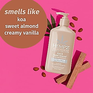 Hempz Smoothing Herbal, Koa & Sweet Almond Body Moisturizer, 17 Fl Oz (Pack of 1), Pink