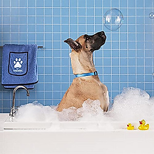 Nobleza Dog Towel, Super Absorbent Large Pet Towel with Hand Pockets, Microfiber Quick Drying Dog Towels for Drying Dogs, Mazarine