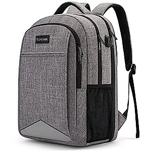 Lumesner Laptop Backpack for Men,Water Resistant Travel Laptop Backpack with USB Charging Port,Anti Theft College School Backpack Laptop Bag for Women Fits 15.6 Inch Computer and Notebook-Grey