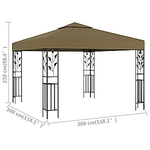 Gazebo,Outdoor Gazebo, Hardtop Gazebo,Backyard Gazebo,Patio Gazebo,Party Tent,Frame with Ornate Floral Details,for Patio,Backyard,Garden,Lawns,Outdoor,9.8'x9.8' Taupe 0.6 oz/ft²