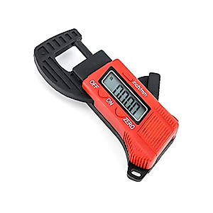 QWORK Thickness Gauge Measuring Tool, 0-12 mm (0.5") Digital Thickness Caliper Micrometer, Red