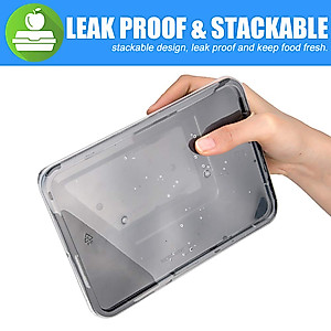 Oranlife Food Containers, 50 Pack Disposable Meal Storage Lunch Containers Plastic Insulated Reusable&Microwavable Bento Boxes with Lids for Dishwasher/Freezer Safe BPA FREE (750 ML/ 26 OZ)