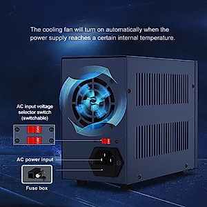 DC Power Supply, Variable Power Supply with Output Button, USB Fast Charging Port, Bench Power Supply with OCP Short Circuit Alarm, USB Output Current Display, Mute Mode (30V 10A)
