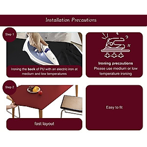 Huierxun PU Stretch Fitted Rectangle Tablecloth with Elastic Edge 35 x 59 Inch Waterproof Oil Proof Table Cloth Wipeable Table Cover for Indoor Outdoor Furniture Protect (Red,35"x59")