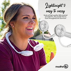 Modfamily Portable Neck Fan - Versatile 360° Rotatable Neck Fan with 3 Modes, Rechargeable Battery.