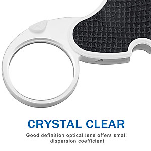 Zonon 5X Pocket Magnifying Glass Handheld with Light, Mini Illuminated Folding Magnifier Lighted Magnifier for Reading, Inspection, Low Vision, Flip Open Lens with Battery Cover?2 Pieces?