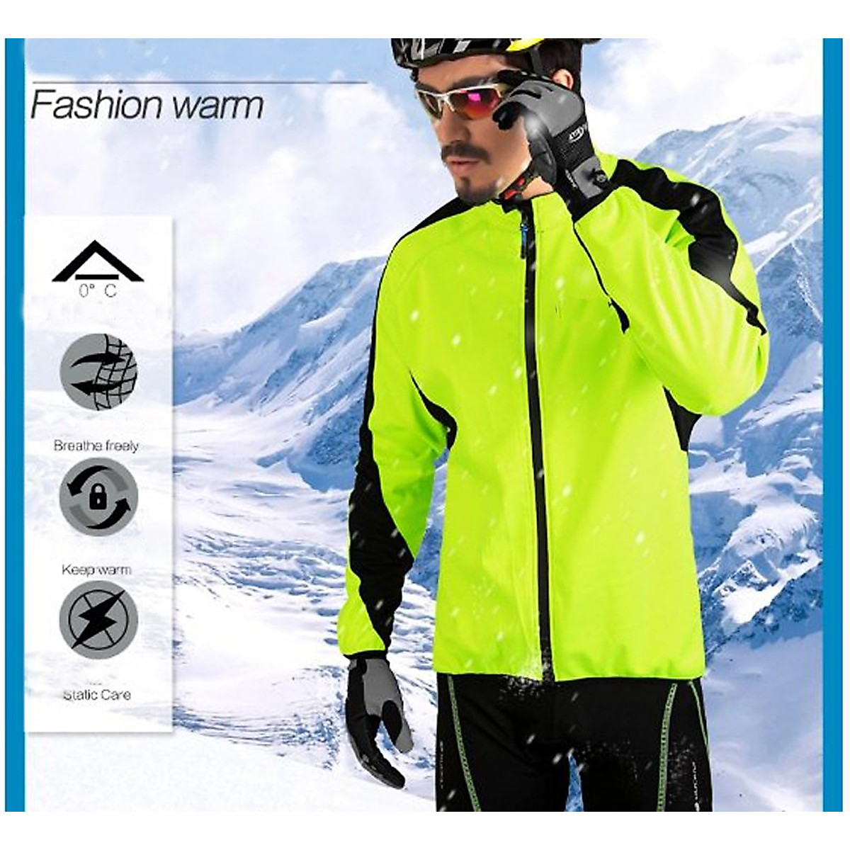 sponeed Wind Breakers Thermals for Men Cycling Jackets Windproof Fleece Coat for Biking US L Green