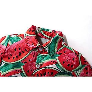 Unique Baby Boys Fun Watermelon Print Short Sleeve Polo Shirts, Red, 12-18 Months = Tag 90