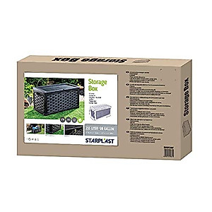 Starplast Sit-On Rattan Style Storage Box: 88 Gallon Outdoor Plastic Bin, Weather & Water Resistant, 45.7 x 22.8 x 22 Inches, 2 Color Options 56-811