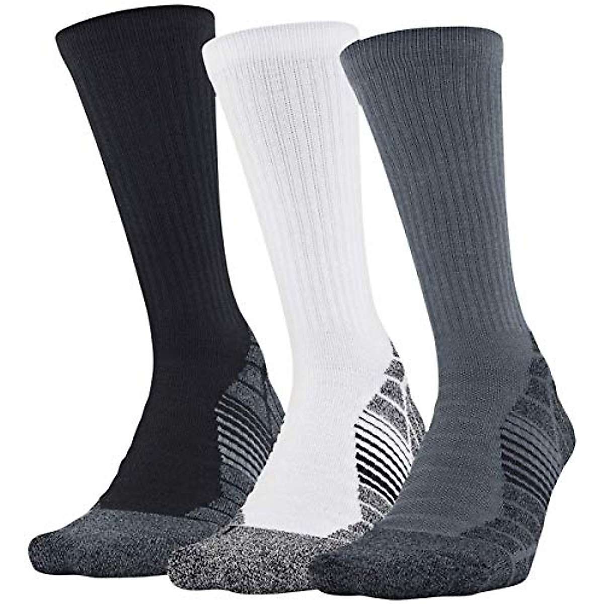 Under Armour Adult Elevated Performance Crew Socks, 3-Pairs , Pitch Gray 1 Assorted , Large