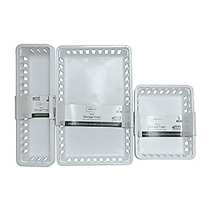 Mini Storage Trays Bin Bundle- Basic Square 3pk, Slim Plastic Storage Trays Basket 3pks, Rectangular 2pk -White